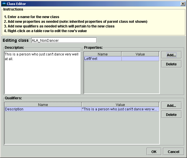 * First, specify the name of the class in the text field labeled ...