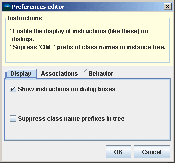 The options available from the Display page are: